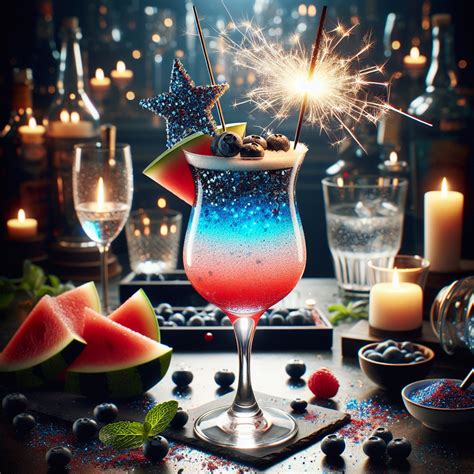Star Spangled Sparkler Dynamic 4th Of July Cocktail With Edible Glitter