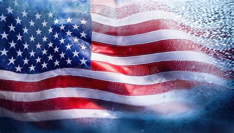 Realistic Usa Flag Texture Overlayed On Frosted Glass Effect Creating