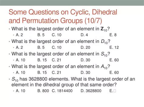 Ppt Group Theory Questions And Assignments Exploring Cyclic