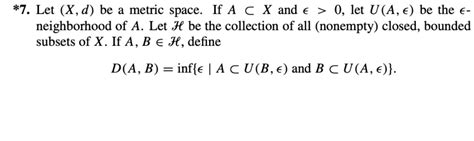 solved 7 let x d be a metric space if a⊂x and ϵ 0 let