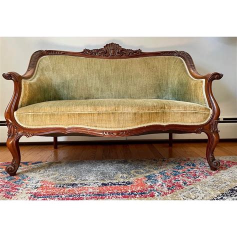 Victorian Style Setteeloveseat In Green Velvet Circa