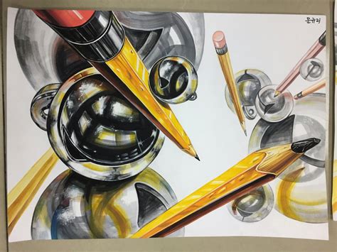 방울 기초디자인 연필 기초디자인 Creative Communications Colorful Art Abstract Artwork