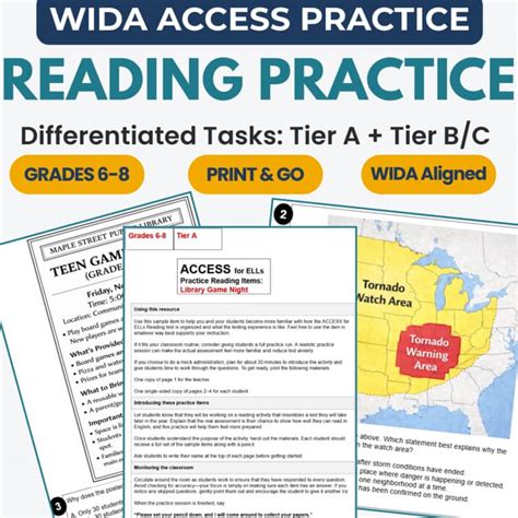 Wida Access Test Practice Grades 68 Reading Differentiated Tier A Tier Bc