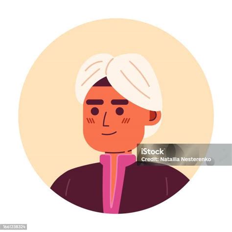 터번 세미 플랫 벡터 캐릭터 머리에 젊은 인도 남자 2차 도형에 대한 스톡 벡터 아트 및 기타 이미지 2차 도형 갈색 머리 개인 장식품 Istock