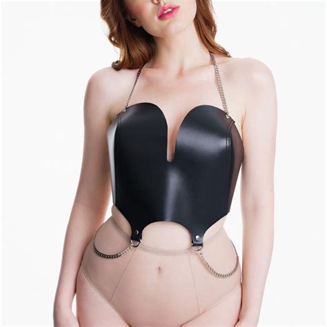 Leather Corset Leather Bustier Bondage Harness Rave Outfit Sexy Bra