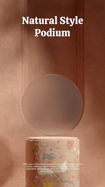 В портретном стеклянном цилиндре и арочной стене 3d визуализация