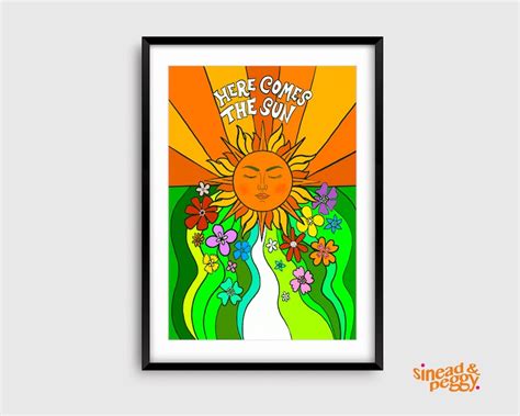 The Beatles Here Comes The Sun Art Print Retro Wall Art Lyrics