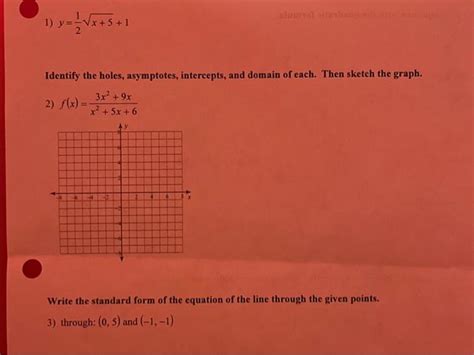 Solved Y 1 2√x 5 1 Identify The Holes Asymptotes