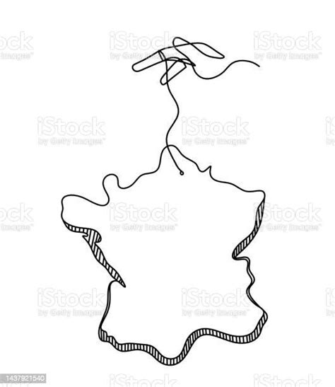 프랑스 알제리의 지도는 흰색 배경에 선을 그리는 손으로 Geopolitics에 대한 스톡 벡터 아트 및 기타 이미지