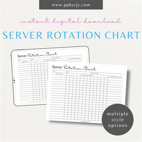 Restaurant Server Rotation Chart Printable Template For Schedules