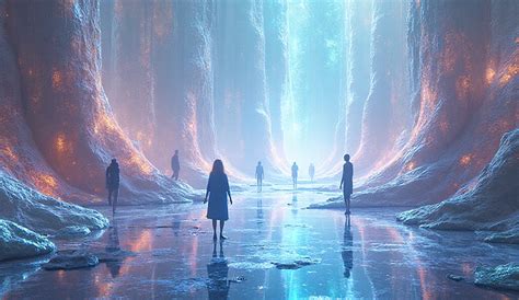 World As A Holographic Projection Ethereal Glowing Layers