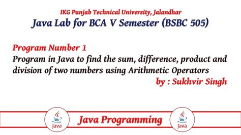 Java Lab Part 1 Program Find The Sum Diff Pro And Div Of Two