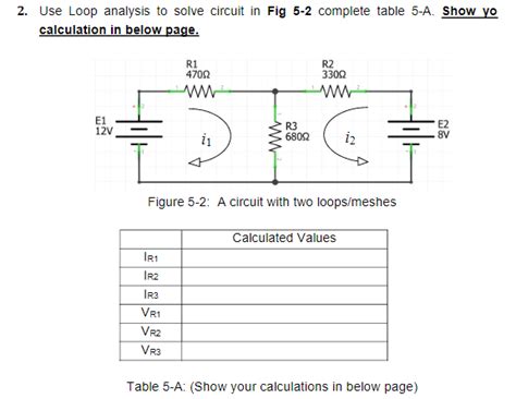 solved 2 use loop analysis to solve circuit in fig 5 2