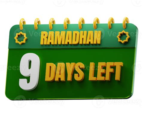 9 Days Left To Ramadan Month Islamic Decorative Element Ramadan