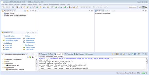 howto create s32ds project from example hello world for s32k144 w o