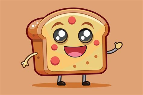 Happy Cartoon Slice Of Bread Character Waving Cheerfully On A Warm