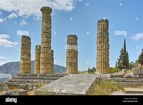 The Temple Of Apollo In Ancient Greek Archaeological Site Of Delphi