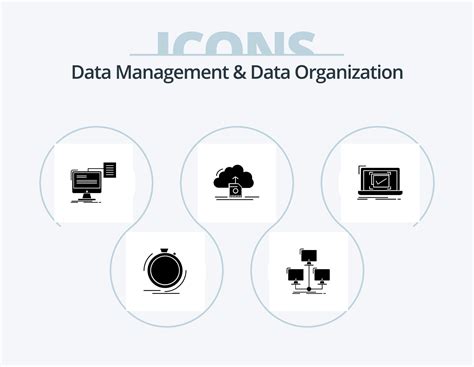Data Management And Data Organization Glyph Icon Pack 5 Icon Design. save. cloud. network ...
