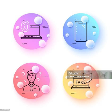 컴퓨터 지문 지원 컨설턴트 및 가짜 인터넷 최소 라인 아이콘 웹 응용 프로그램의 경우 인쇄 벡터 3차원 형태에 대한 스톡 벡터 아트 및 기타 이미지 Istock