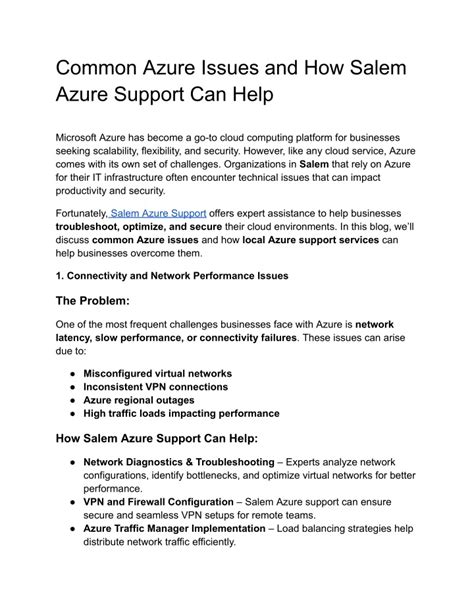 Ppt Common Azure Issues And How Salem Azure Support Can Help