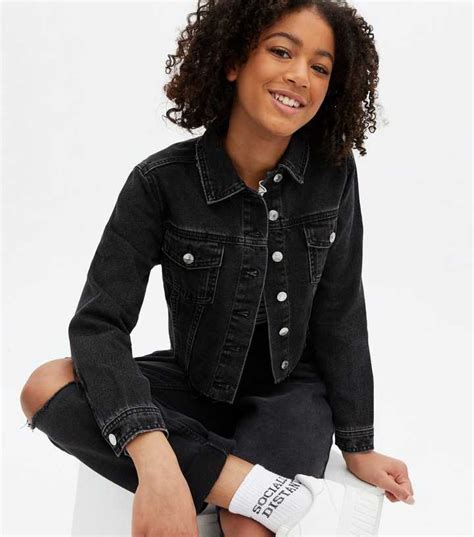 Girls Black Denim Crop Jacket New Look