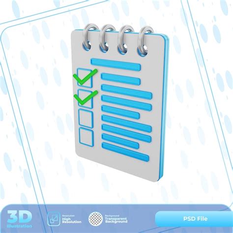 Premium PSD D Render List Illustration