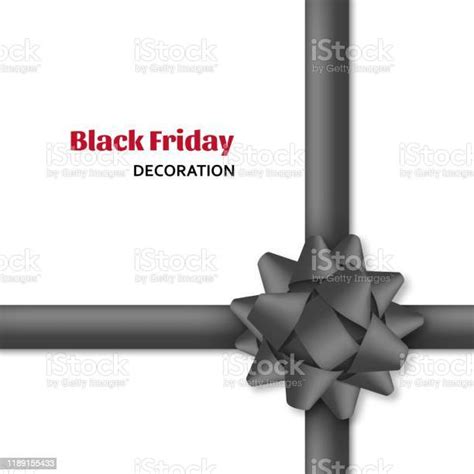 어두운 리본 장식 검은 활 기프트 박스 포장 및 블랙 프라이데이 장식 벡터 일러스트레이션 3차원 형태에 대한 스톡 벡터 아트 및 기타 이미지 Istock