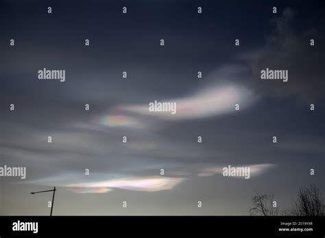 Polar Stratospheric Cloud Also Known As Nacreous Clouds From Nacre Or