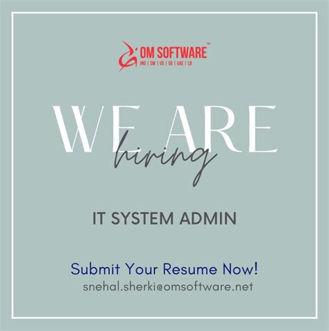 Om Software Pvt Ltd On Linkedin Omsoftware Pune Hiring Itsystemadmin