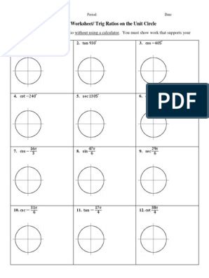 Practice Trig Ratios Unit Circle PDF Worksheets Library