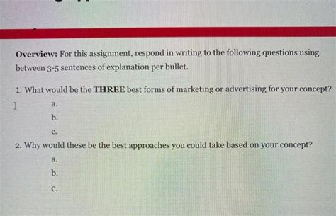 solved overview for this assignment respond in writing to