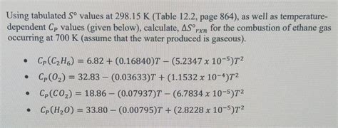 Using Tabulated Sº Values At 29815 K Table 122