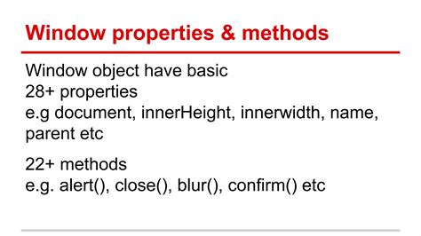Window Object Methods Timer Related Ppt