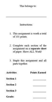 Graphing Linear Equations And Functions Assessment Review TPT