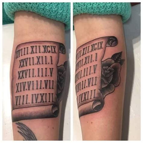 Scroll With Roman Numerals Tattoo By Luke 13 Tattoo Worthing Roman