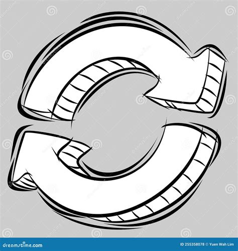 Vector Doodle Of Two Circular Arrow Icon Black And White Stock Vector Illustration Of Button