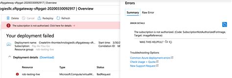 Azure Subscription Not Authorized · Sftp Gateway Support