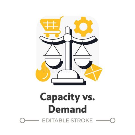 Capacity Vs Demand Flat Outline Concept Icon Stock Illustration
