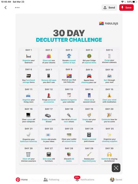 30 Day Declutter Challenge Calendar Personal Calendar Monthly Calendar