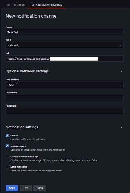 TaskCall Docs Grafana Integration Guide