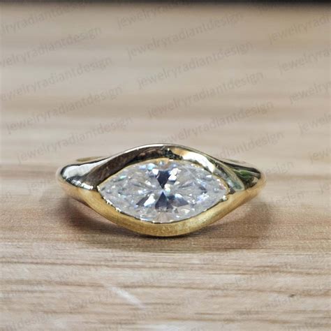 Marquise Cut Lab Grown Diamond 14k Yellow Gold Igi Certified Etsy