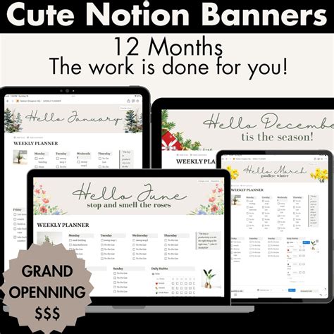 Notion Planner Banners 12 Month Banners For Notion Cute Banners For