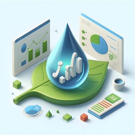 Water Drop On Leaf Reflecting Business Charts Concept Natural Elements And Corporate Analytics