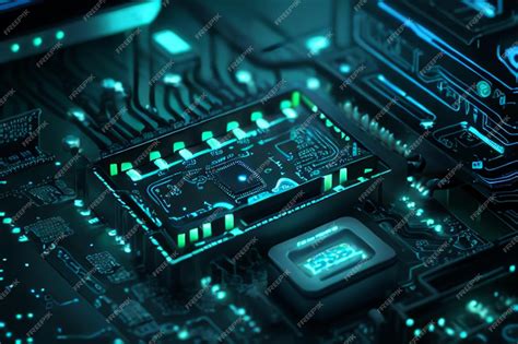 Premium Photo Futuristic Computer Chip Glows Blue In Abstract Circuit
