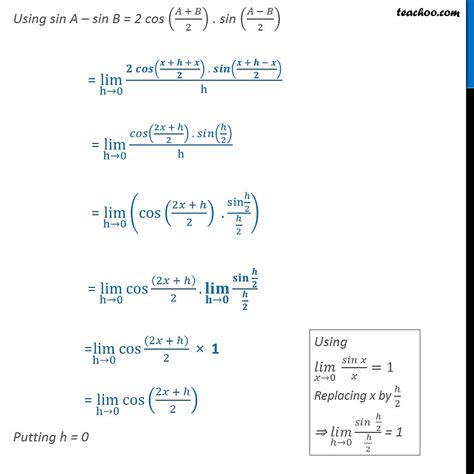 example 16 compute derivative of sin x using 1st principles