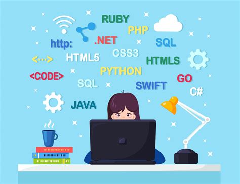 programming coding programmer sitting at desk and working ofiice