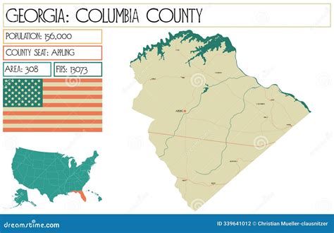 Map Of Columbia County In Georgia Usa Stock Illustration Illustration