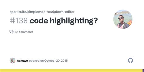 Code Highlighting · Issue 138 · Sparksuitesimplemde Markdown Editor