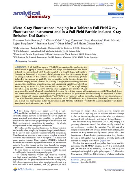 Pdf Micro X Ray Fluorescence Imaging In A Tabletop Full Field X Ray Fluorescence Instrument