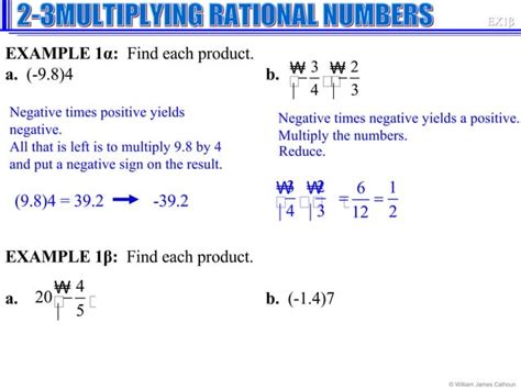 Lesson 2 3 Multiplying Rational Numbers Ppt